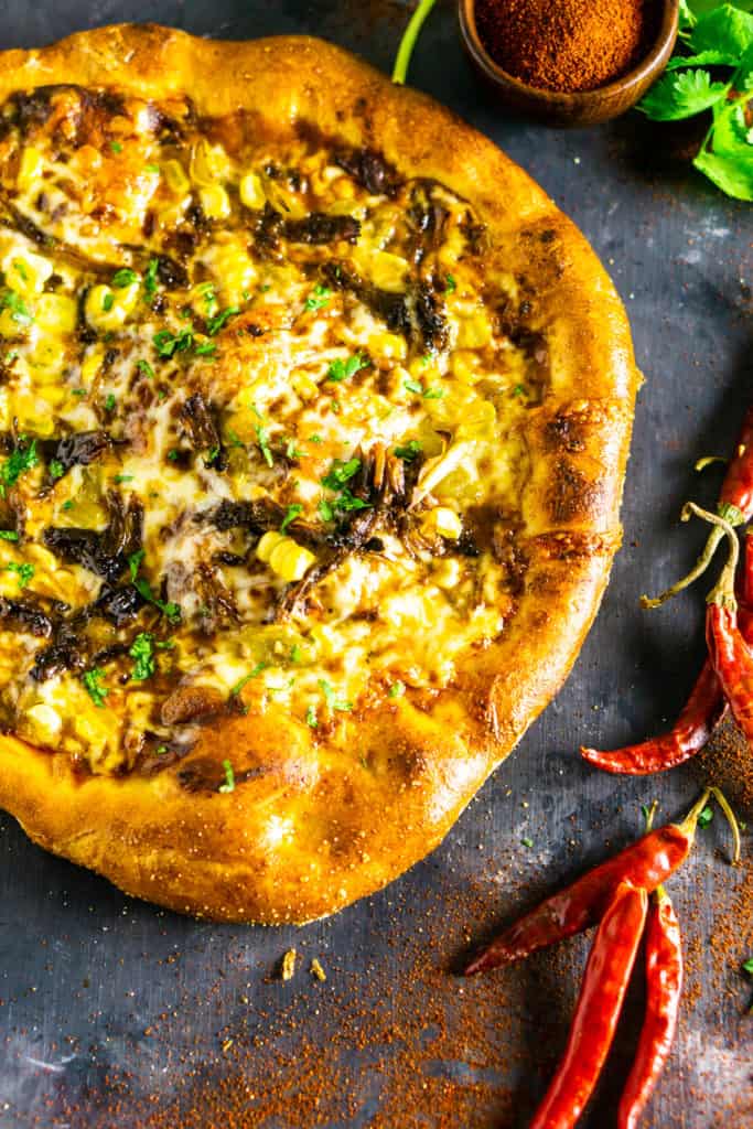 Mexican Beef Pizza With Corn and Green Chiles - Burrata and Bubbles